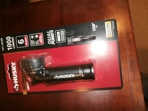 New Husky 1000 Lumens Swivel Head Flashlight rechargable 6 modes dual ...