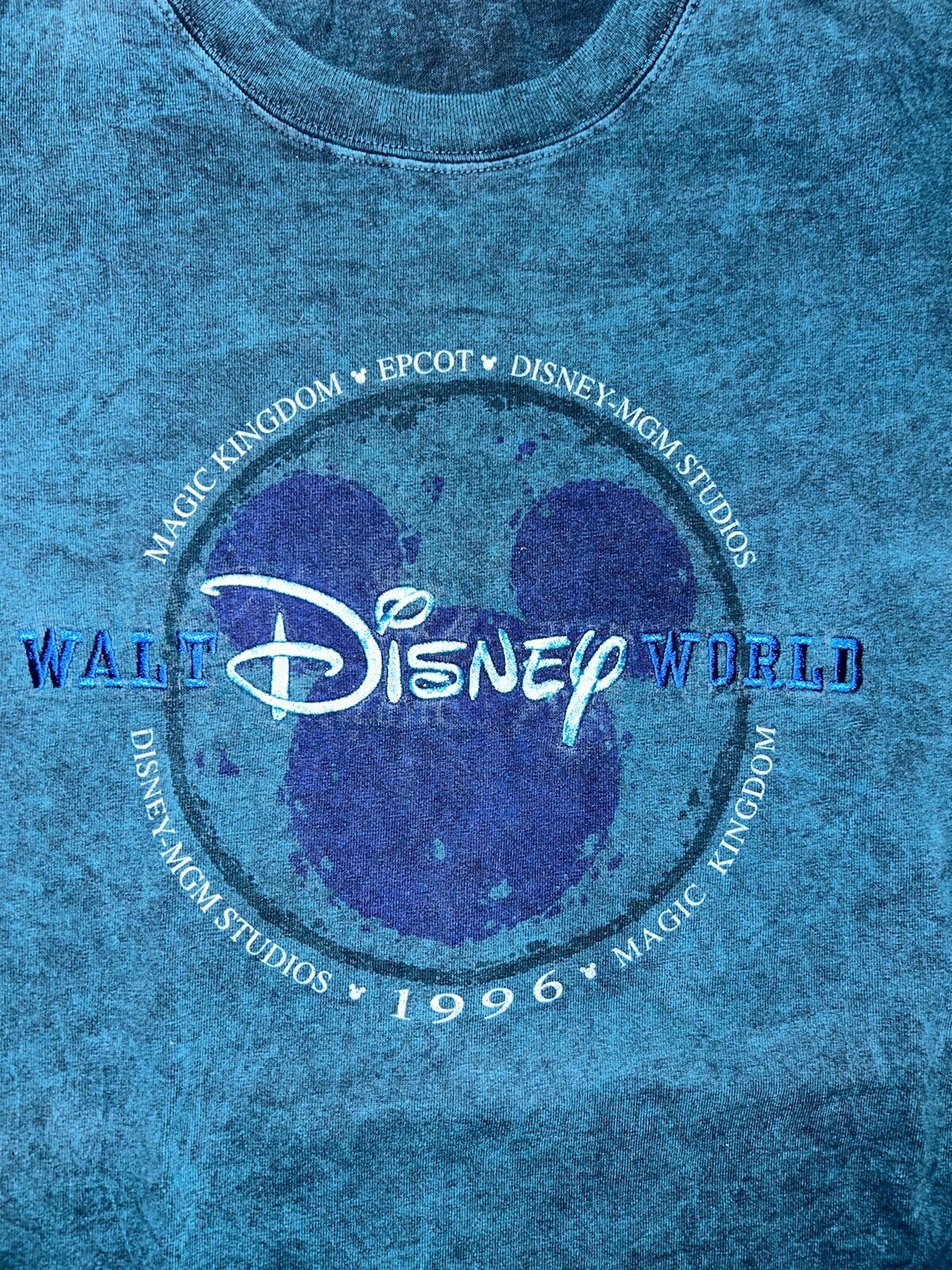 Vintage 1996 Walt Disney World Blue Magic Kingdom Tye… - Gem