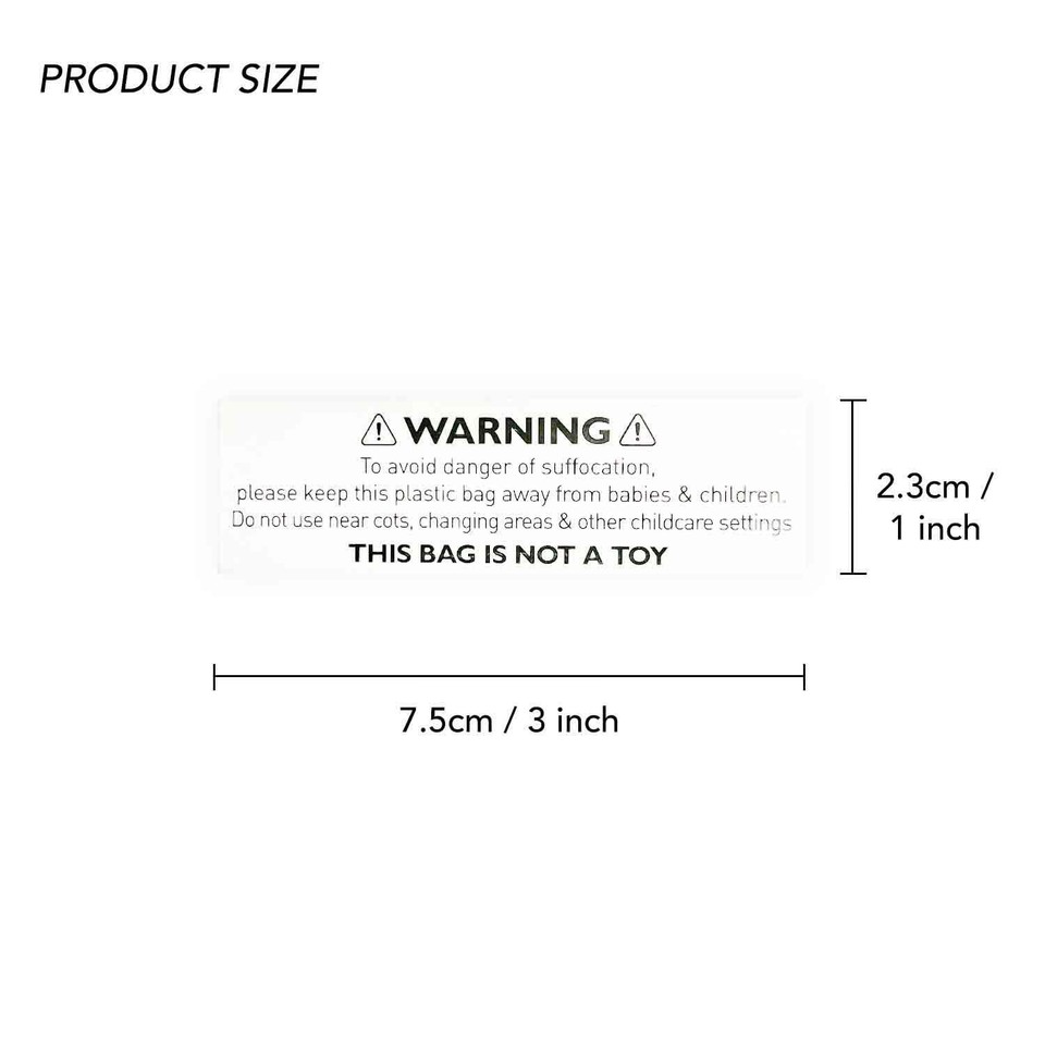 Safety Suffocation Warning Stickers for Plastic Polythene Bags, 2000PCS ...