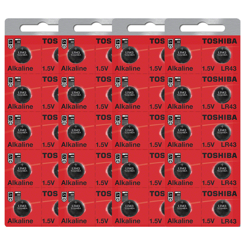 Toshiba LR43 (186) 1.5V Alkaline Button Cell Battery (40 Batteries) | eBay