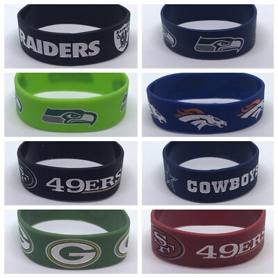 1 (One) NFL Football Silicone Wristband Bracelets Choose Your Team Free ...