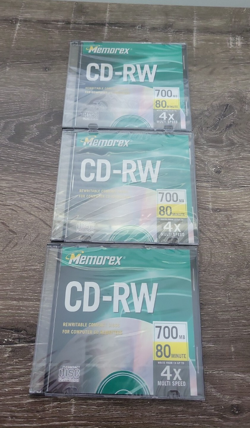 Memorex CD-RW Rewritable Discs 700MB 80Min 4X Brand New, Lot of 3 | eBay