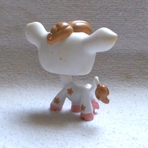 LITTLEST PETSHOP LPS #476 HASBRO COW VACHE BLANCHE YEUX MARRON PUPILLES ...