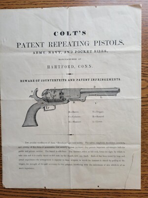 ORIGINAL COLT DRAGOON BROADSIDE CIRCA 1860 HISTORICAL MEMORABILIA | eBay