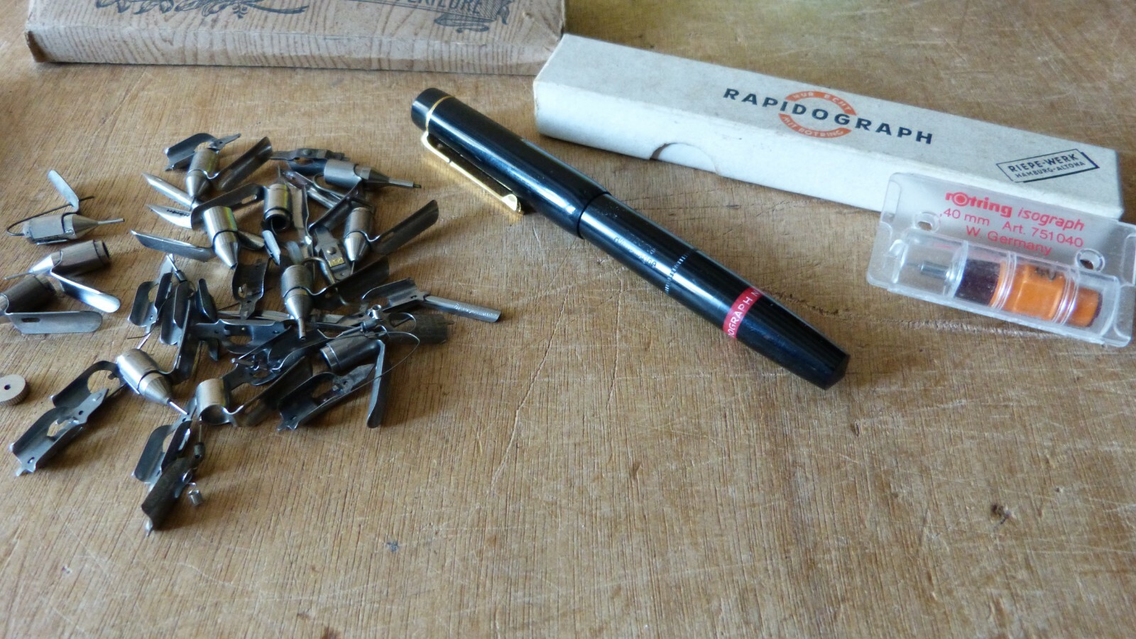 LOT DESSIN ANCIEN RAPIDOGRAPH ROTRING PLUME ENCRE DE CHINE TIRE LIGNE ...