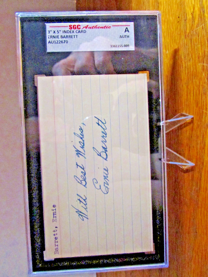 ERNIE BARRETT BOSTON CELTIC AUTOGRAPH INDEX CARD , SGC COA | eBay