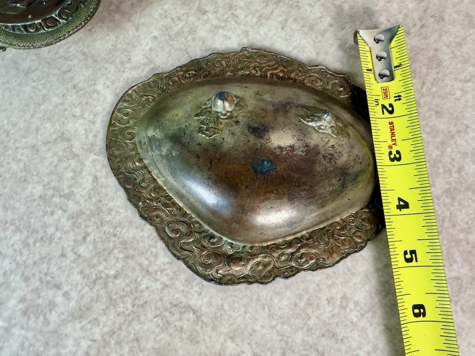 Antique Pair of Japanese Momo Serving Dish Bronzed Metal Shell Shaped ...
