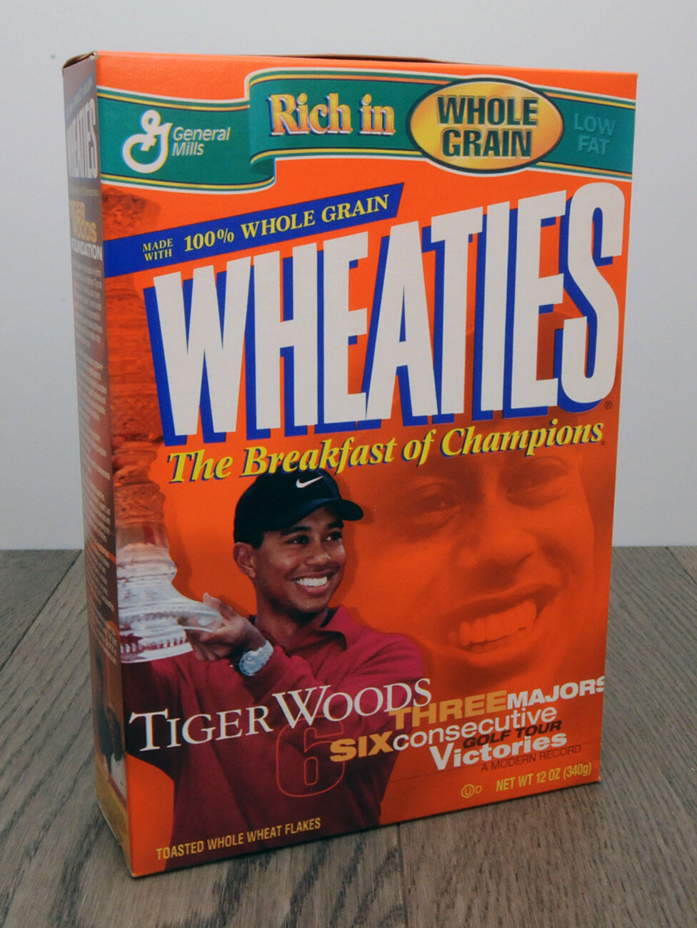 Vintage Wheaties Cereal w/Tiger Woods 3 Majors+ 12 Oz Full Box Factory ...