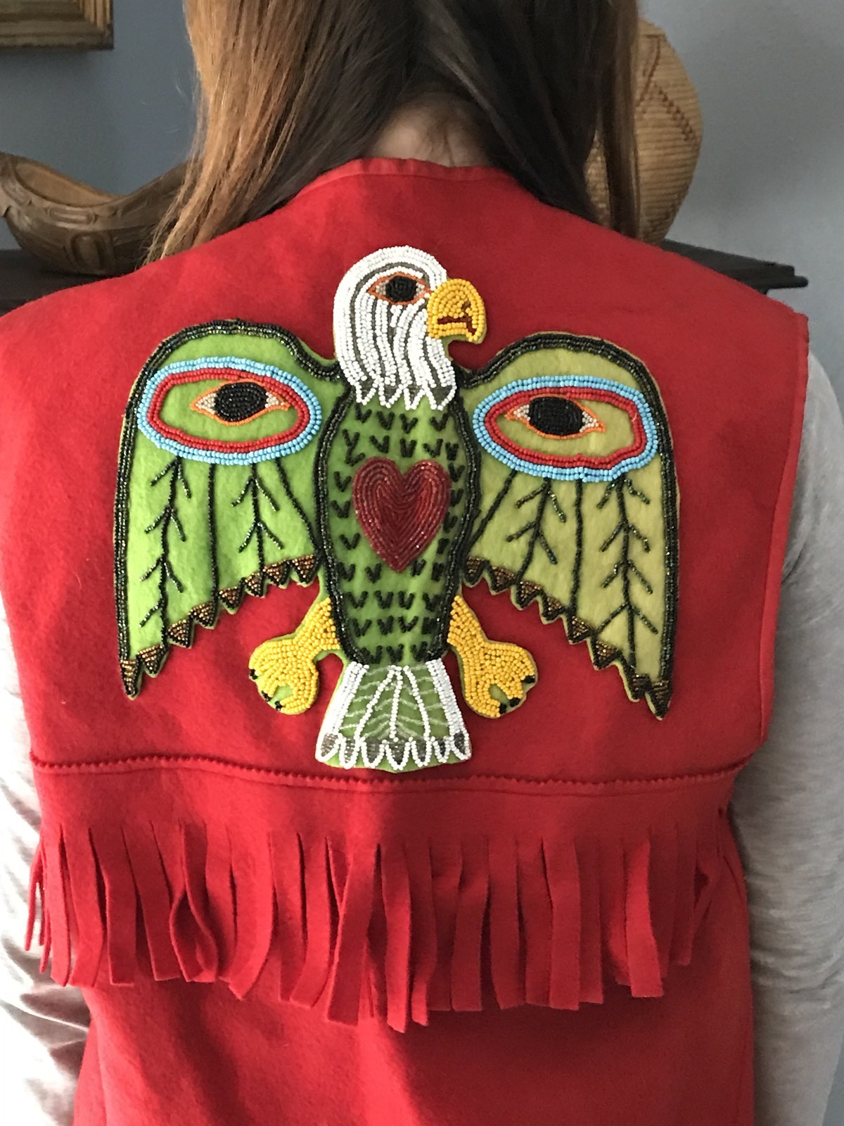 Vintage Women’s Beaded Tlingit Vest Regalia “Eagle & Shark” Sitka ...