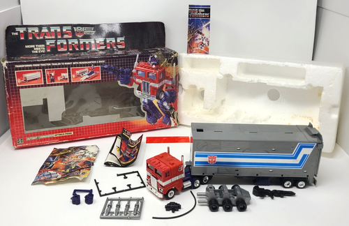 G1 Transformers 1984 Optimus Prime Gray Bloated 99% Complete Box Foam ...