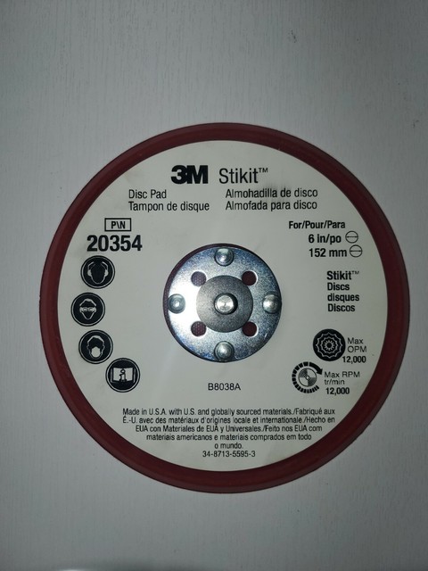 3M Stikit Low Profile Disc Pad 6 Inch 5/16-24 External Attachment 20354 ...