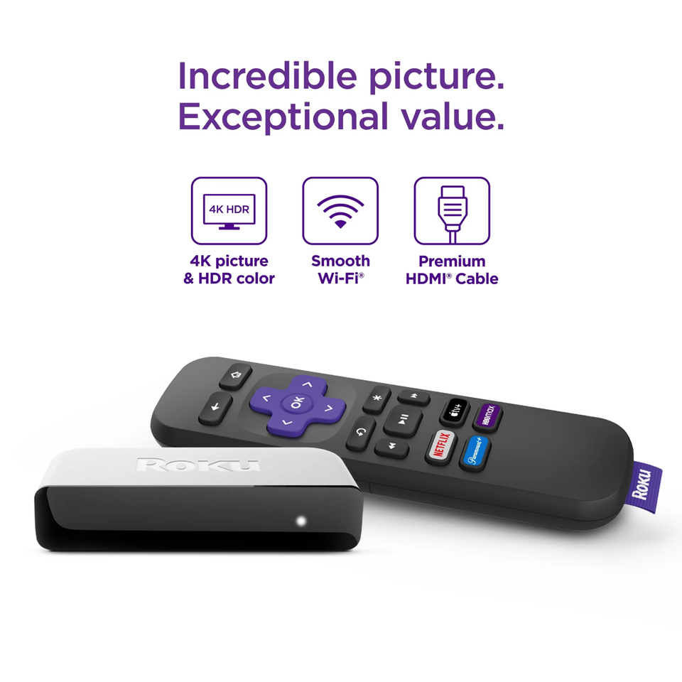 Roku Premiere 4K/HDR Streaming Media Player w/ HDMI Cable & Remote New ...
