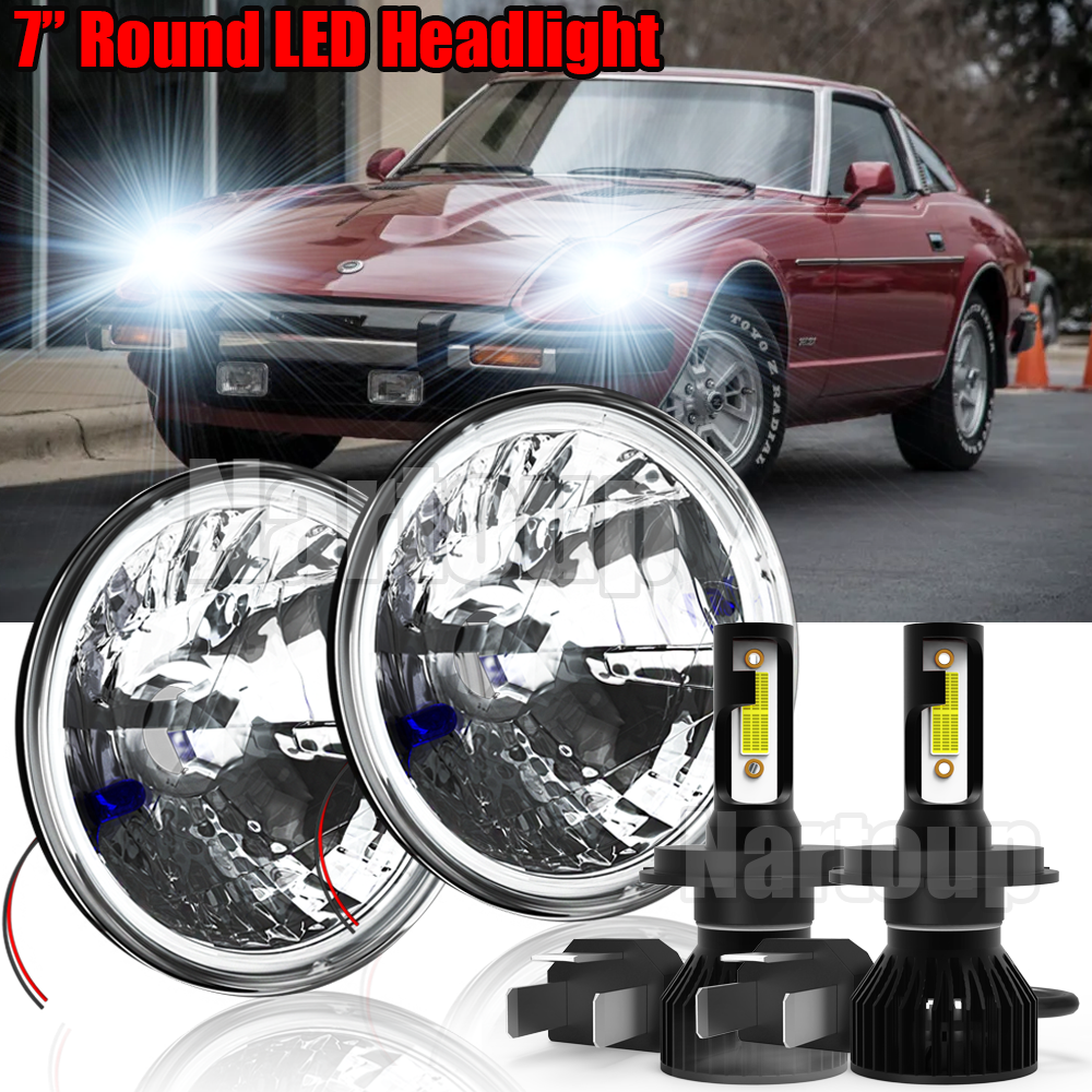 7" Inch Round LED Headlights For Datsun 240z 260z 280z 280zx 1600 180B ...