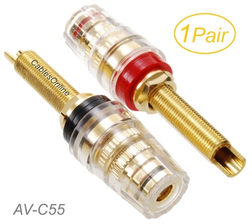 2x Long Thread 4mm Banana Speaker Terminal Binding Post Hard Copper ...