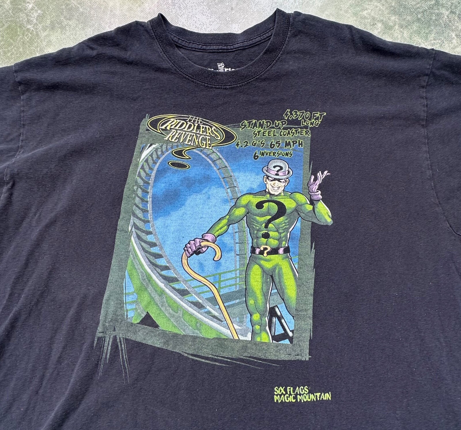 Six Flags Magic Mountain The Riddlers Revenge Men's T… - Gem