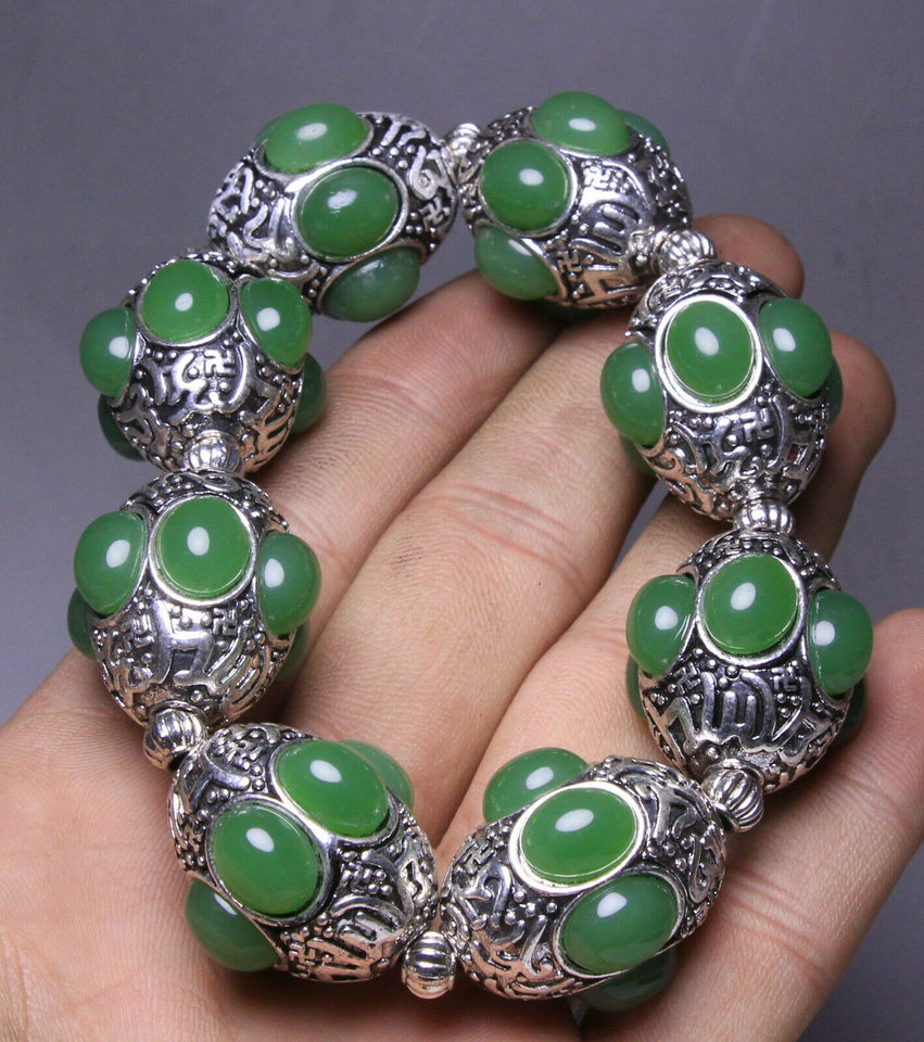 Tibet Buddhism iron inlay Gems Exorcism Prayer Buddha Beads Bracelet ...