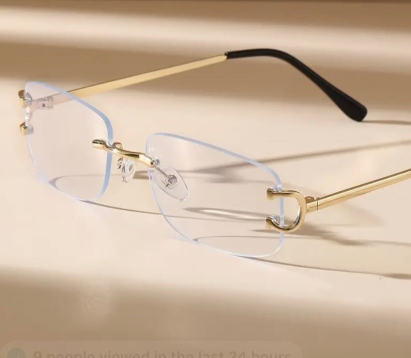 Unisex Classy Elegant Sophisticated Clear Lens EYE GLASSES Gold Rimless ...