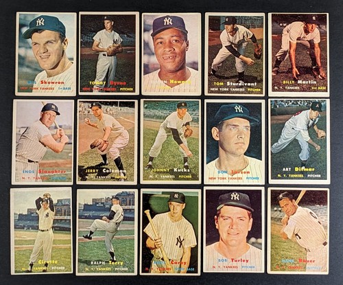 1957 Topps Baseball New York Yankees Lot of 15 Cards Martin Bauer ...