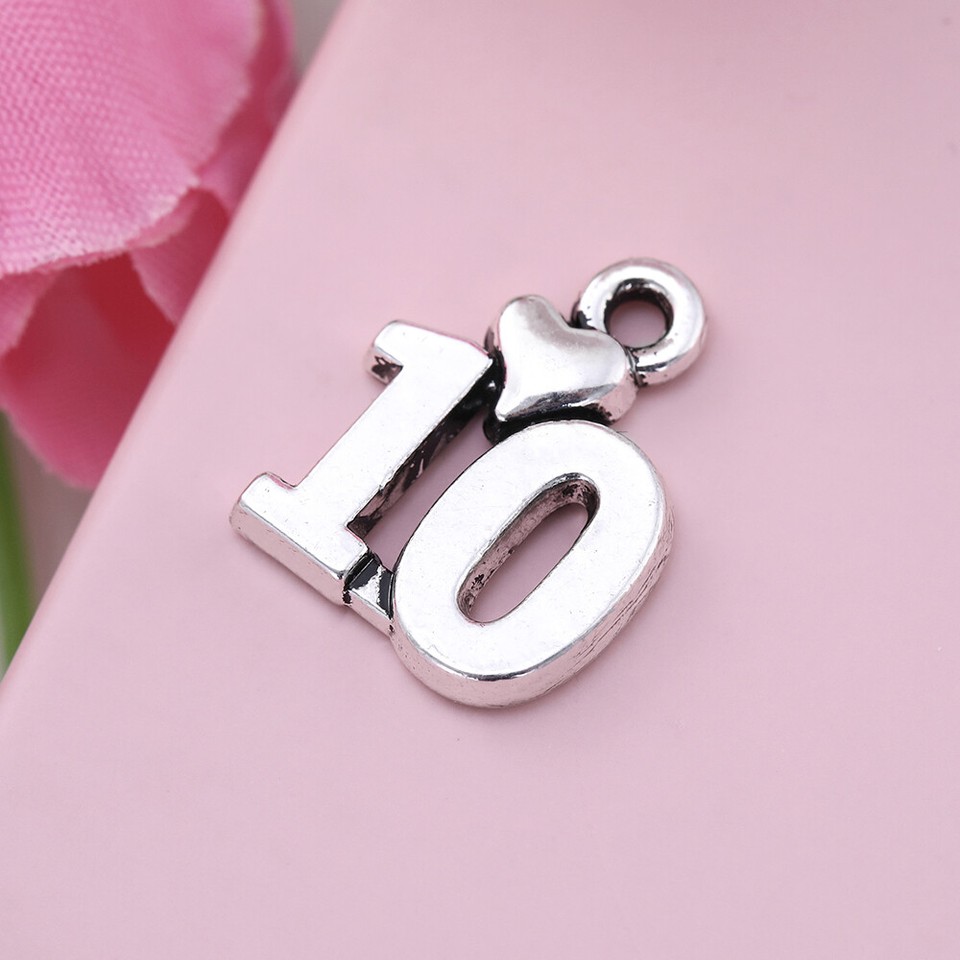 Hot20pcs Antique Heart Shape Love Number 10 11 12 Birthday ...