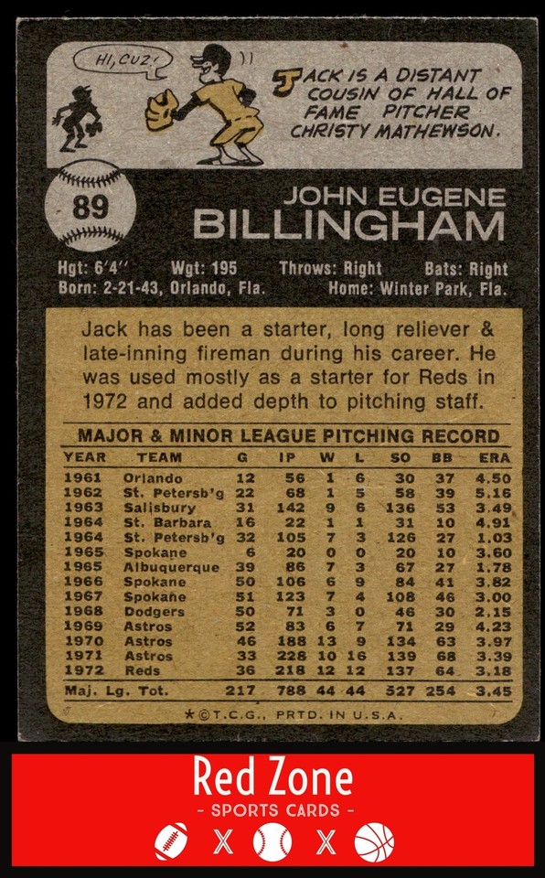 1973 Topps - #89 Jack Billingham EX+ | eBay
