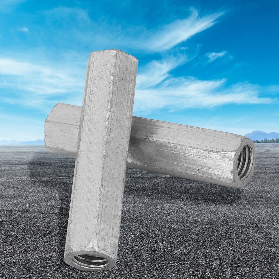 2pcs Zinc Plated Steel M10*60 Long Hex Nut Hexagonal Thread Nut ...