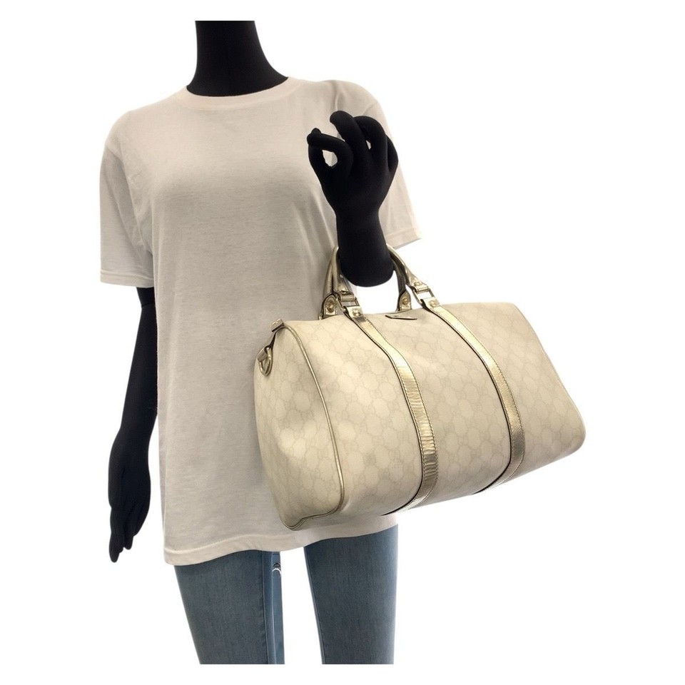 GUCCI GG Supreme Canvas Leather Mini Boston Bag White Gold Women Handbag Authen | eBay