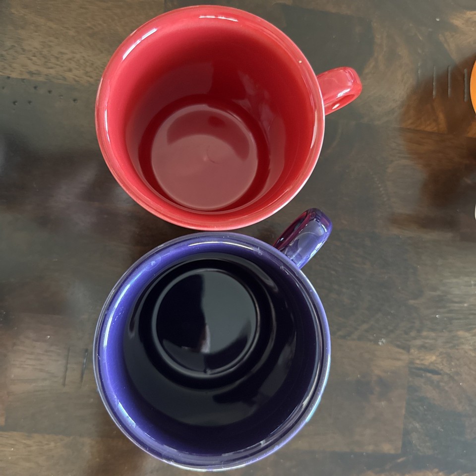 Fiesta Fiestaware HLC Set of 5 Ring Handle Mugs Red Purple Yellow ...