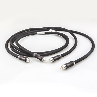 Pair Solid Pure Silver Conductor Wood RCA HiFi Audio Interconnect Cable ...