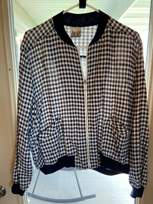 Jacque & Koko Blue White Zipper Women's Jacket Size 14/ 16 Checkered ...