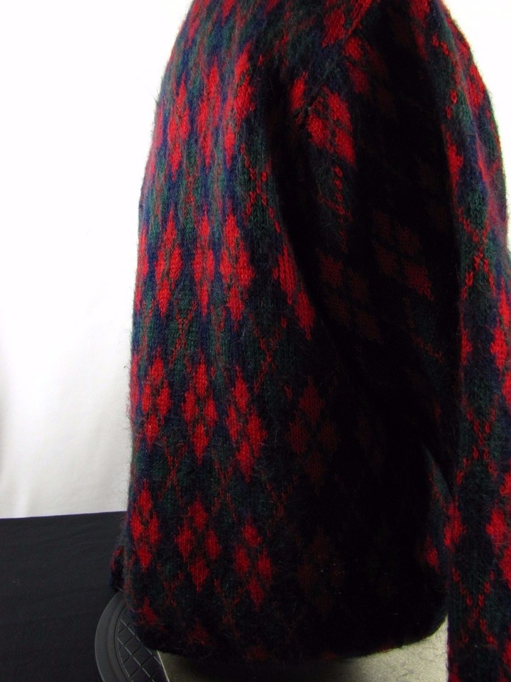James Pringle Inverness Scottish Sweater Mohair Blend Argyle Knit ...