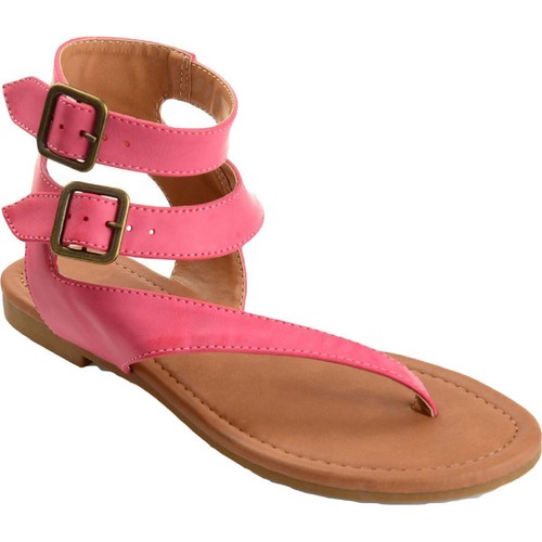 Journee Collection Womens Kyle Pink Flat Sandals Shoes 9 Medium (B,M ...
