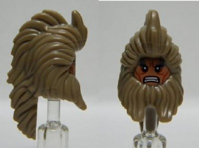 LEGO - Minifig, Head Beard & Long Hair, Flesh Face w/ Grimace Pattern ...