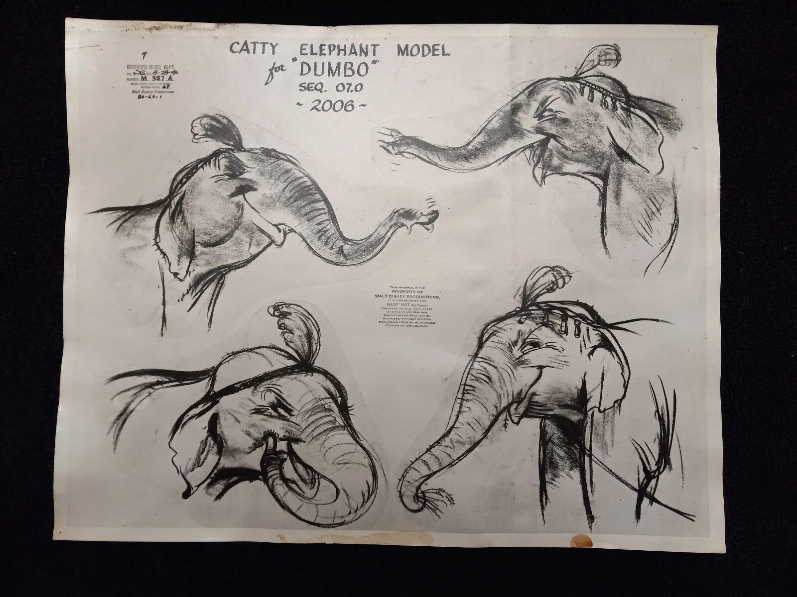 Walt Disney's Dumbo Model Sheet of Catty the elephant! | eBay Australia