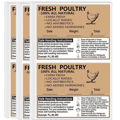 Poultry Freezer Labels2.5inchx4inch with Safe Handling Instructions ...