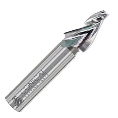 15 Degree Per Side 1/32" Tip Diameter High Speed Steel Tapered End Mill ...