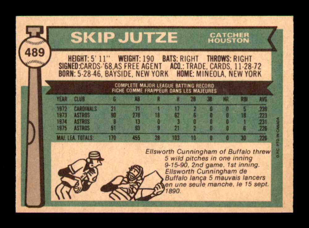 1976 O-Pee-Chee - #489 Skip Jutze for sale online | eBay