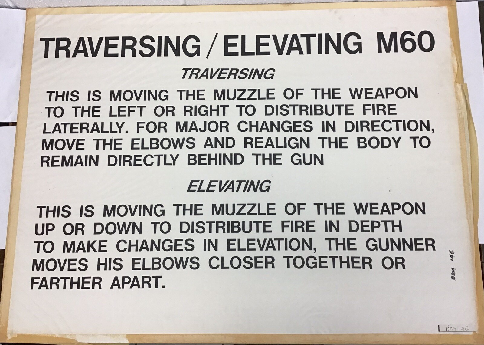 Vietnam Era Military Training Poster “Traversing/Elevating M60 “ | eBay