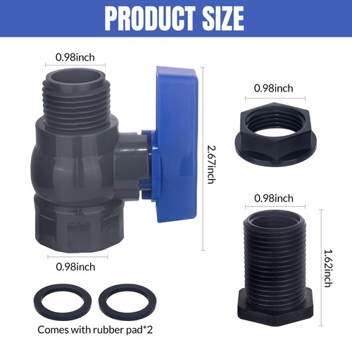 PVC Rain Barrel Spigot Kit 2 Pack 3/4 GHT Garden Hose Shut Off Valve ...