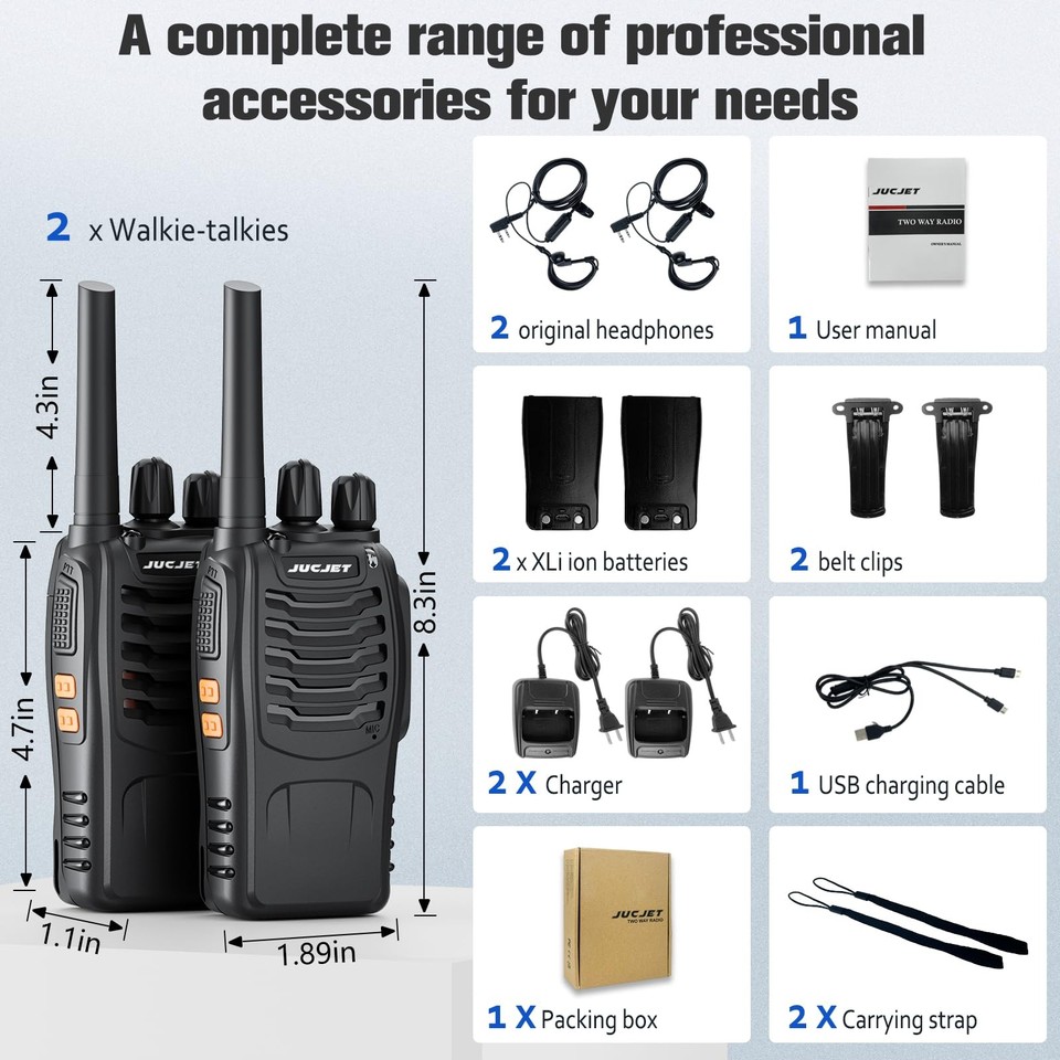 Walkie Talkies 16 Channel Two Way Radio with Original Earpieces,2-Way ...