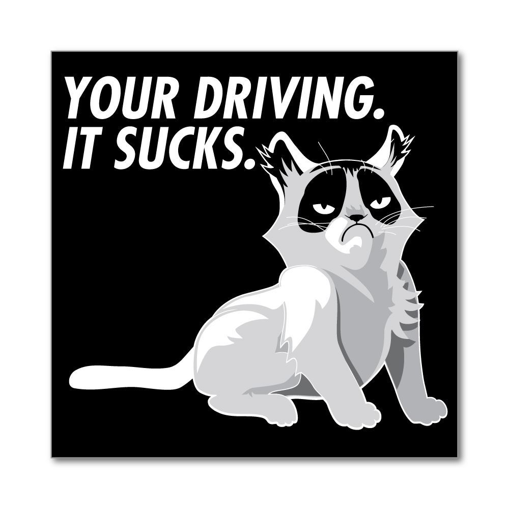 Your driving it sucks grumpy cat angry funny road rage pet Car Sticker ...