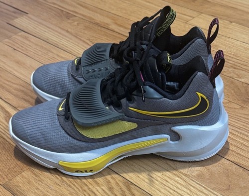 Nike Zoom Greek Freak 3 Particle Grey Yellow Shoes Giannis Mens Size 9 ...