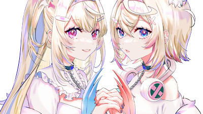 Anime girls hololive fuwawa abyssgard mococo cat girl Playmat Gaming ...