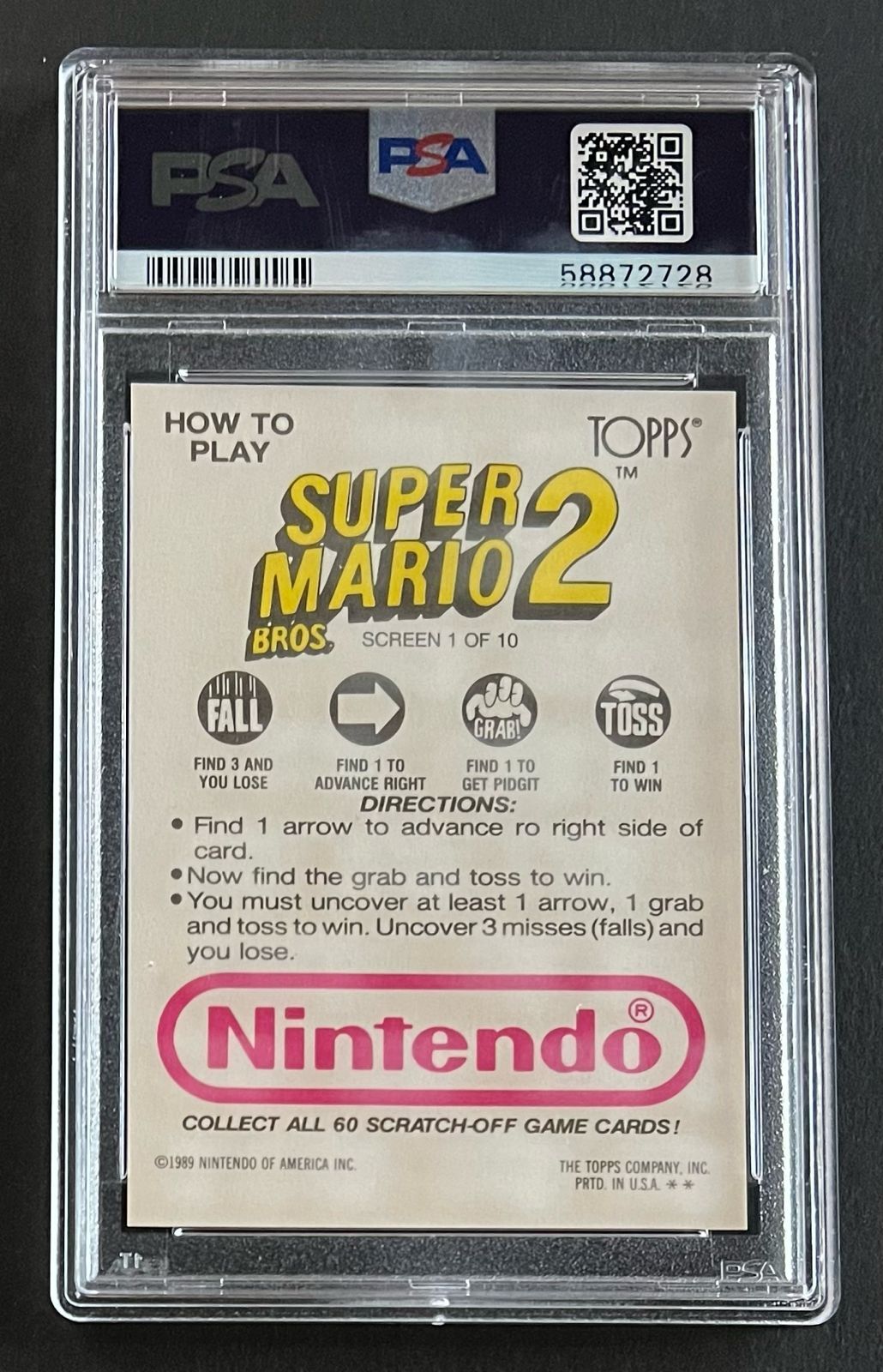 1989 Topps Nintendo Super Mario Bros 2 Game Card Screen #1 PSA 10 | eBay