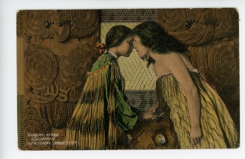 Mairo Kiss Salutation -Te Hongi- Rubbing Noses Antique New Zealand PC ...