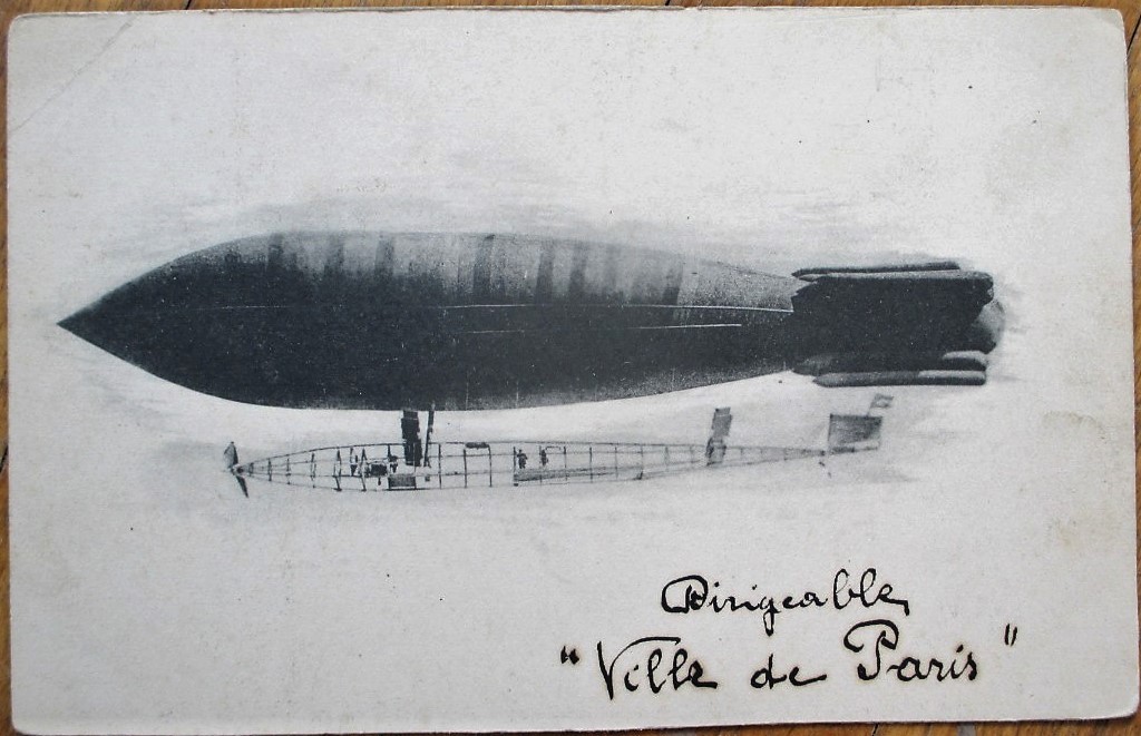 Airship/Dirigible/Blimp 1909 French Aviation Postcard: 'Ville de Paris ...