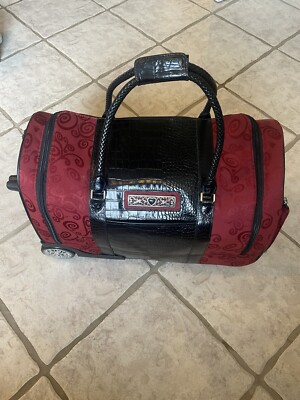 Brighton Luggage Black and Burgundy Red 20" "Weekender" Rolling Duffel ...