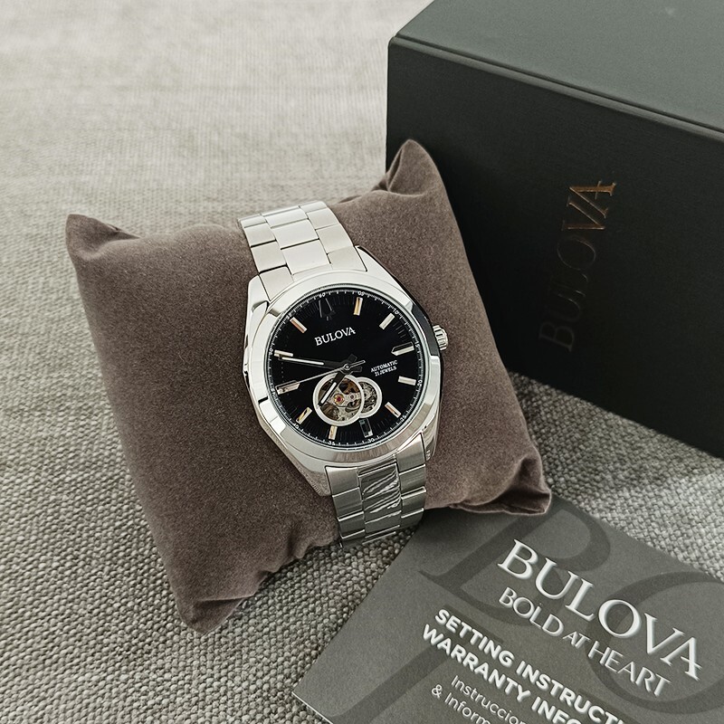 Bulova New Surveyor Automatic Black Dial 96A270 Men's Chronograph Watch ...