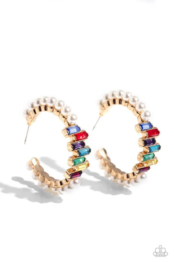 Paparazzi Modest Maven Multi & Modest Maven Gold Hoop Earrings NWT | eBay