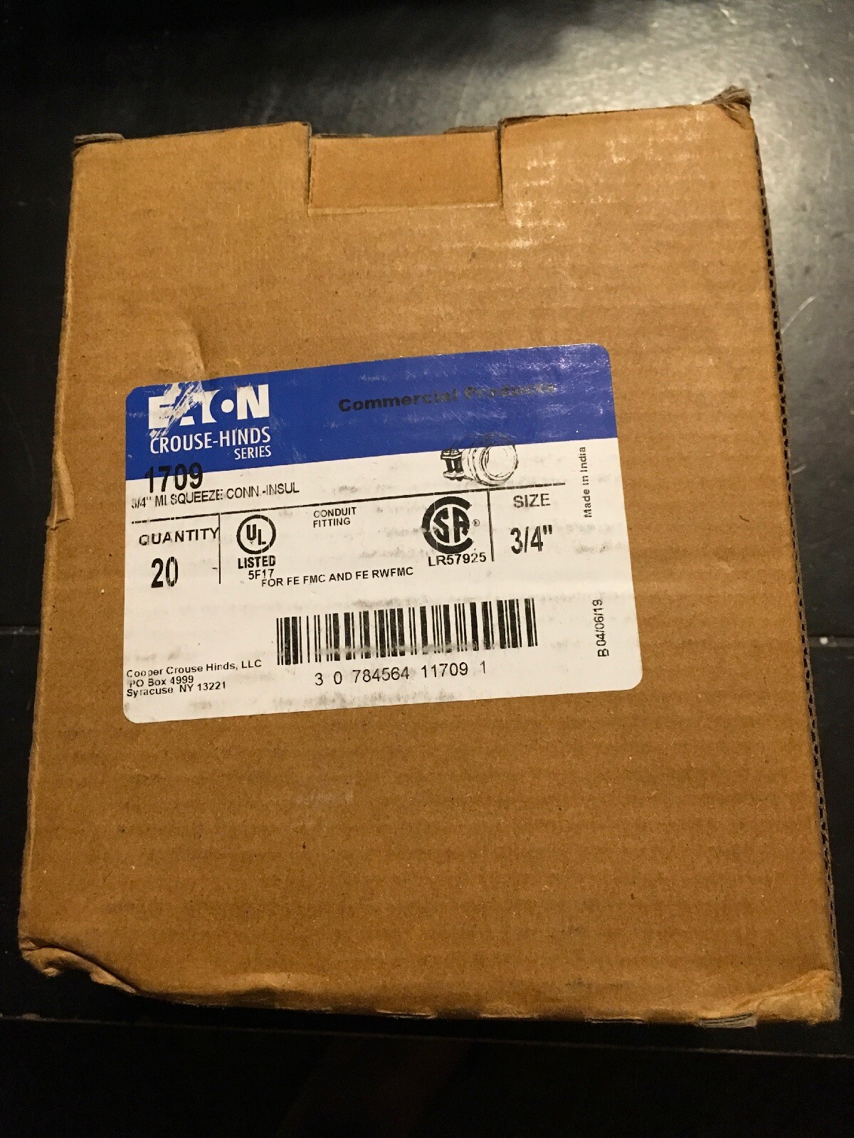 EATON 1709 3/4" Squeeze Connector, Zinc Plated Malleable Iron 20/BOX | eBay