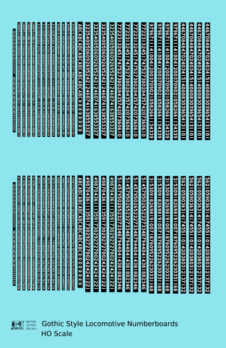 K4 HO Scale Decals Gothic Locomotive Number Board White Black ...